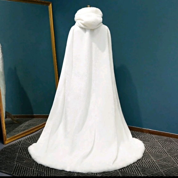 Jackets & Coats | New Womens White Winter Plush Cloak With Hat Cape ...